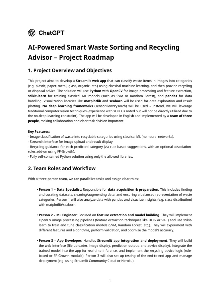 AI-Powered Smart Waste Sorting and Recycling Advisor - Project Roadmap ...