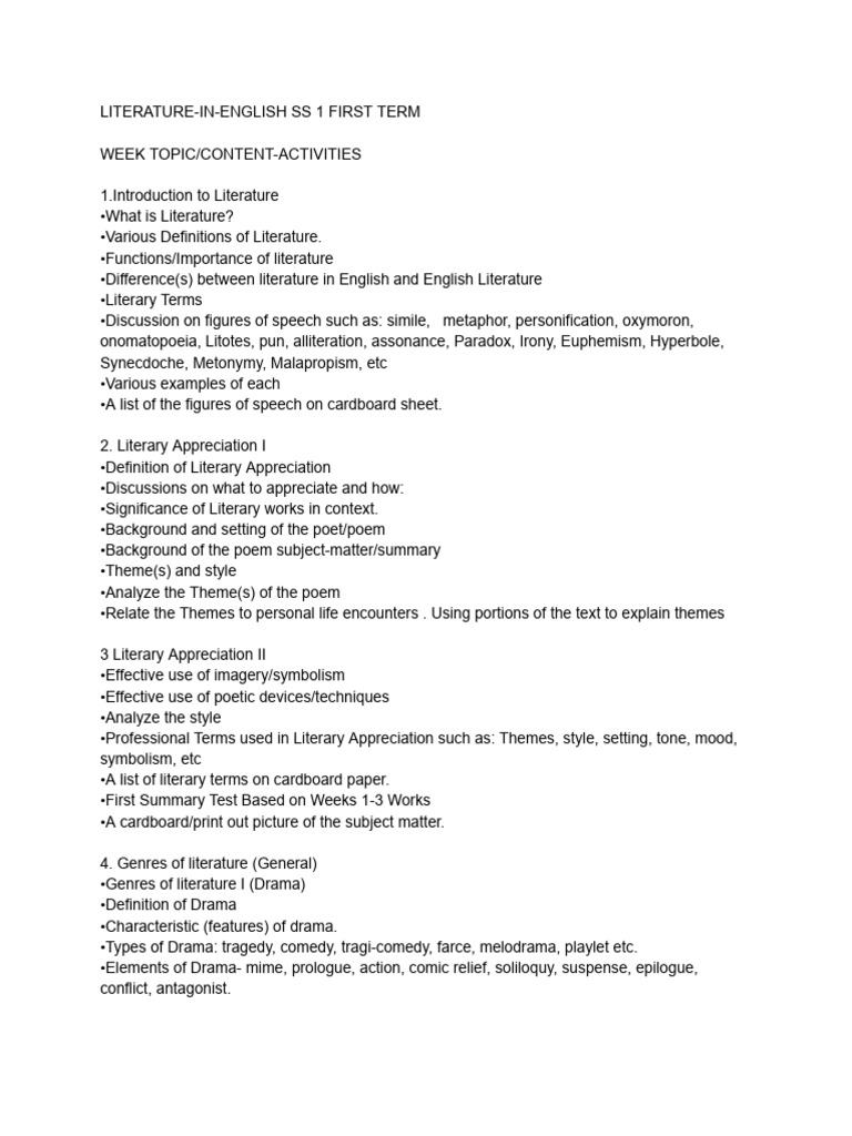 Literature-In-English Ss 1 First Term | PDF | Poetry | William Shakespeare