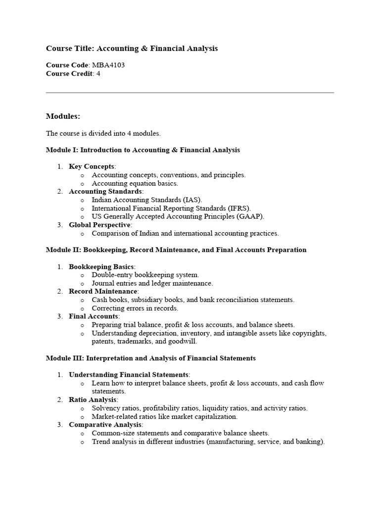 Accounting & Financial Analysis | PDF