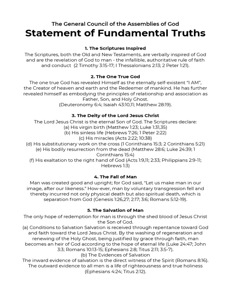 Statement of Fundamental Truths | PDF | Baptism | Jesus