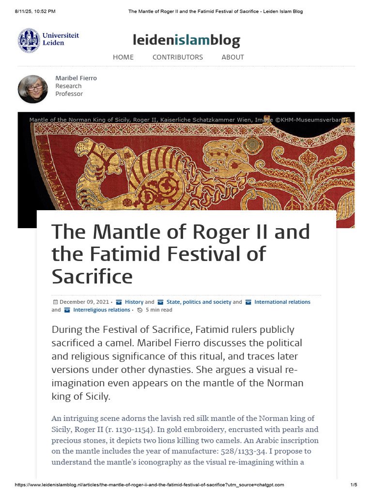 The Mantle of Roger II and The Fatimid Festival of Sacrifice - Leiden ...