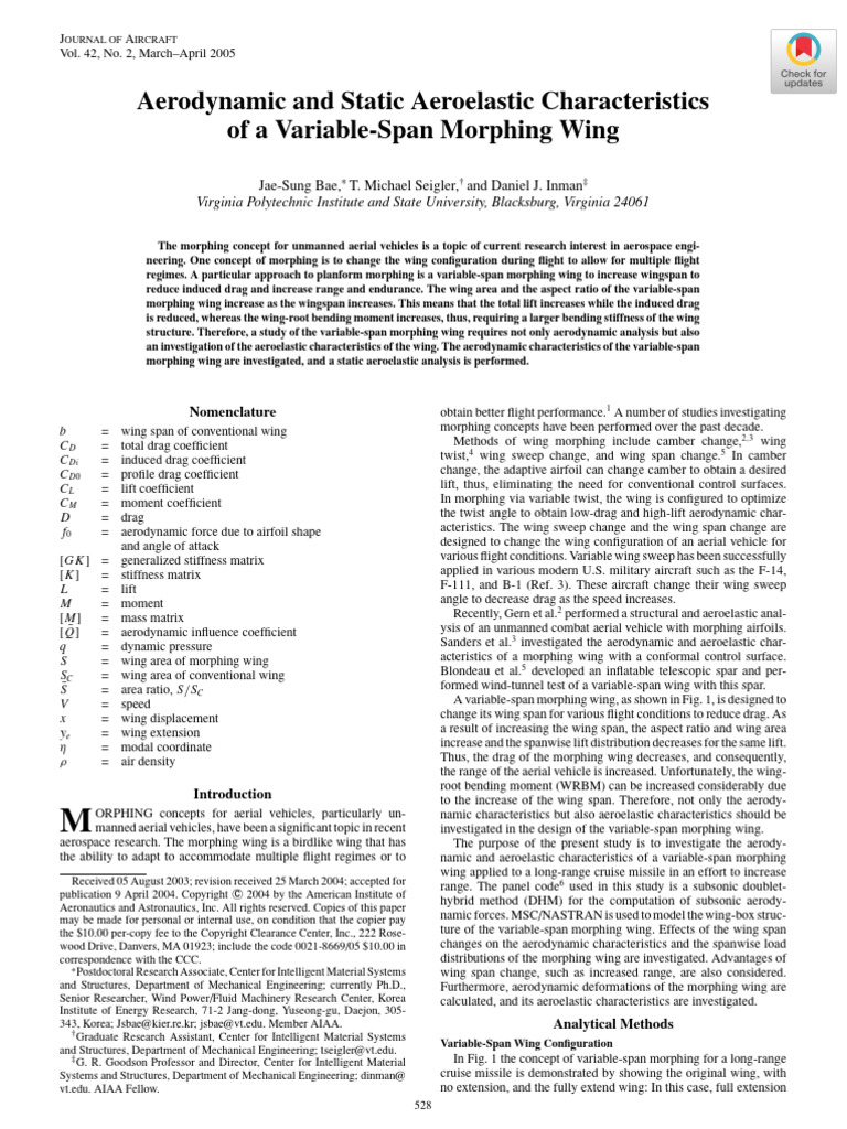 Bae Et Al 2012 Aerodynamic and Static Aeroelastic Characteristics of A ...
