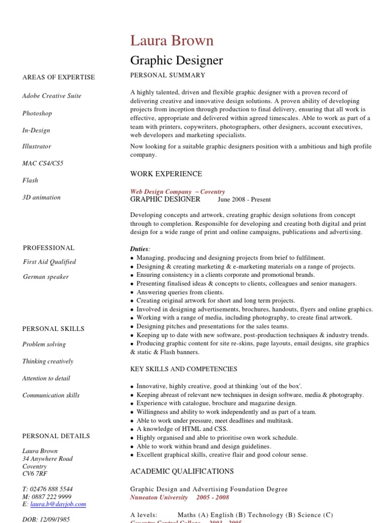 Graphic Designer CV Example | PDF | Graphic Design | Graphics