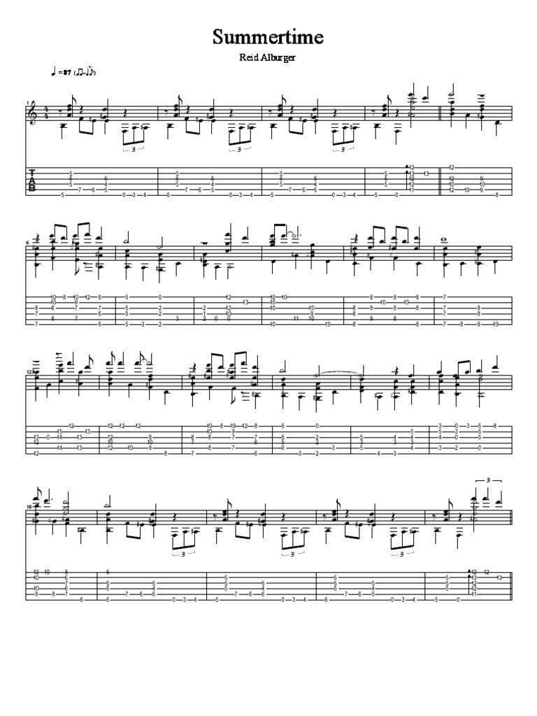 Summertime Guitar Solo TAB | PDF | Home & Garden | Computers