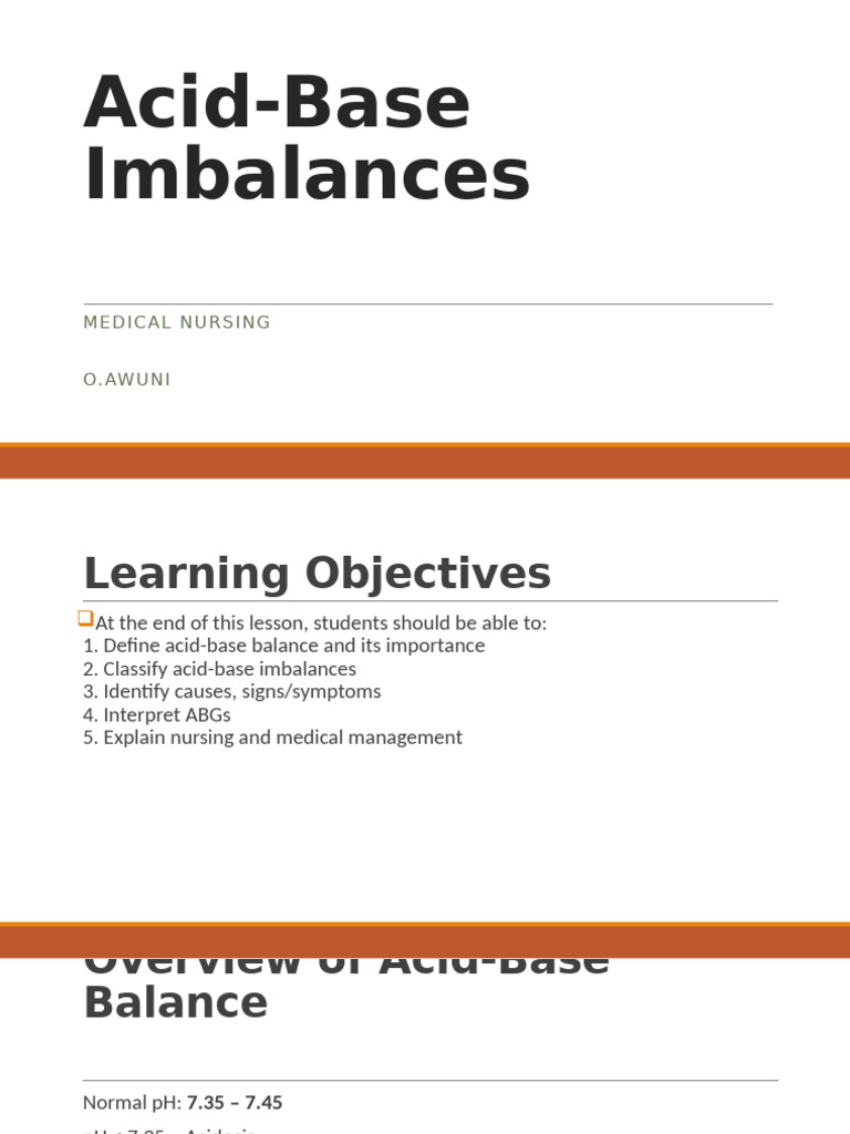 Acid Base Imbalances | PDF | Respiratory System | Breathing
