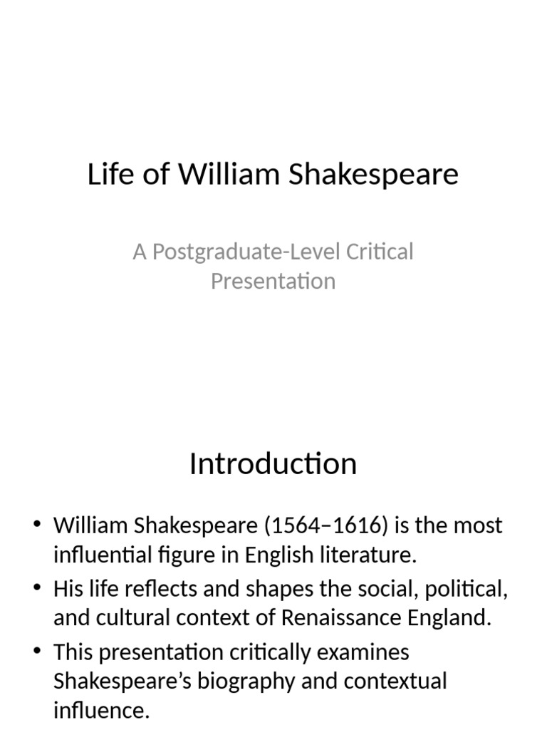 William Shakespeare: Life and Legacy | PDF