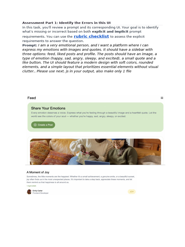 Assessment Part 1 Identify The Errors in This UI | PDF
