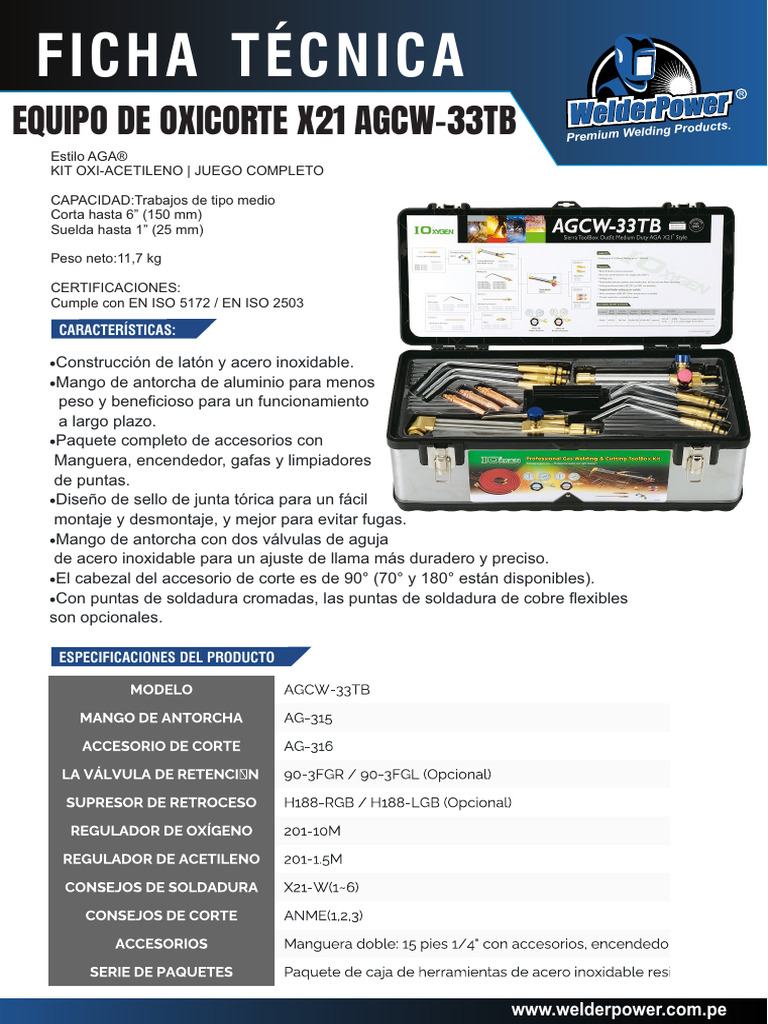 Ficha Técnica Equipo Oxicorte X21 | PDF