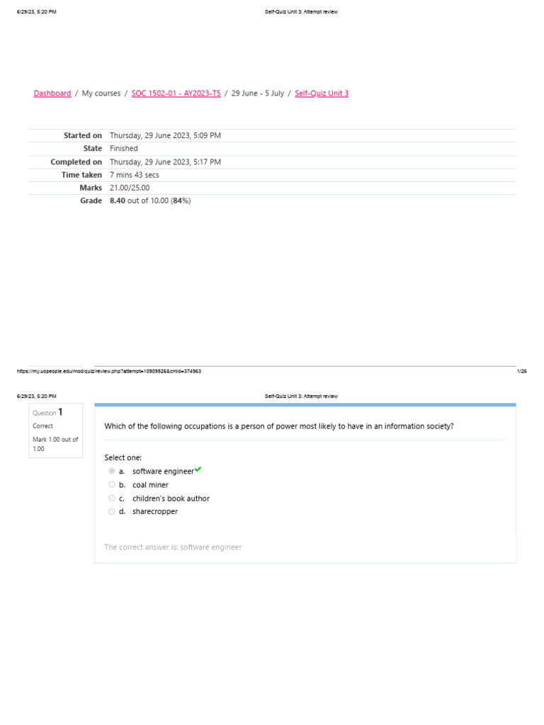 Sociology Self-Quiz Unit 3 Review | PDF | Deviance (Sociology) | Salvation