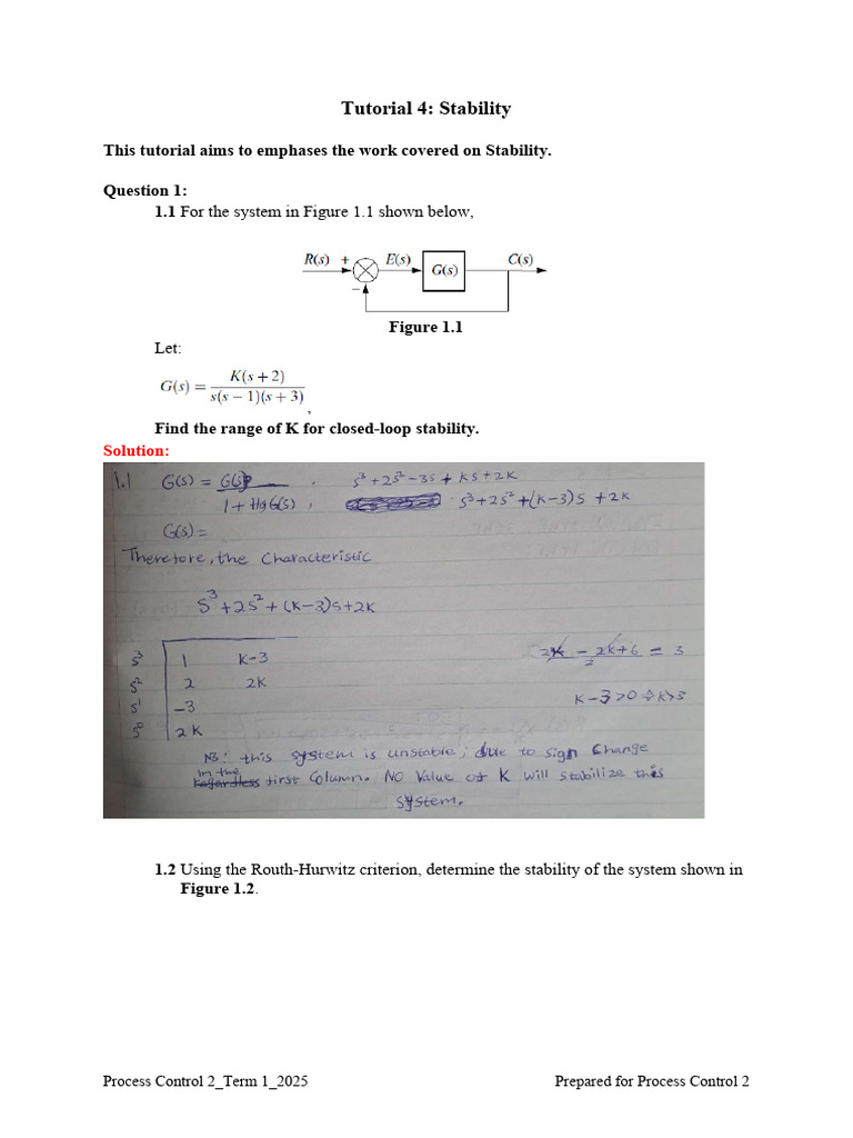 Stability Analysis in Process Control | PDF