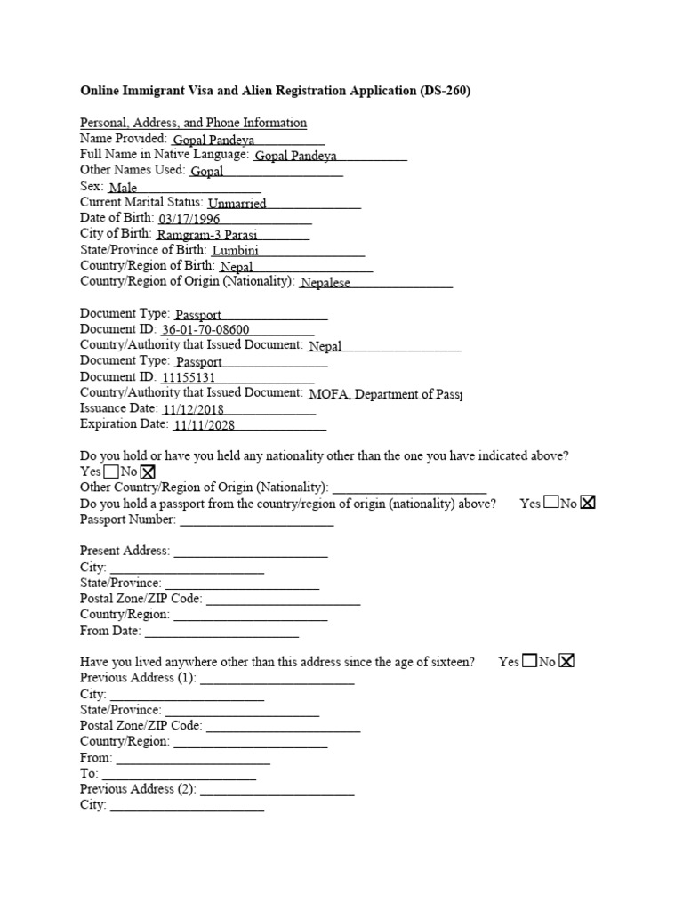 DS-260 Immigrant Visa Application Form | PDF | Zip Code | Social ...
