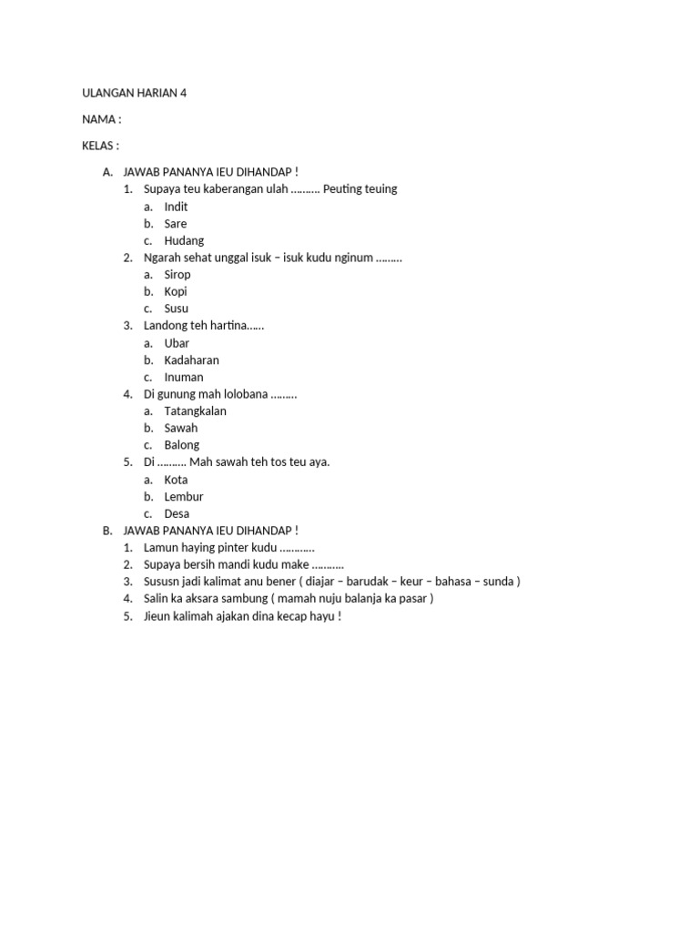 Ulangan Harian Bahasa Sunda | PDF