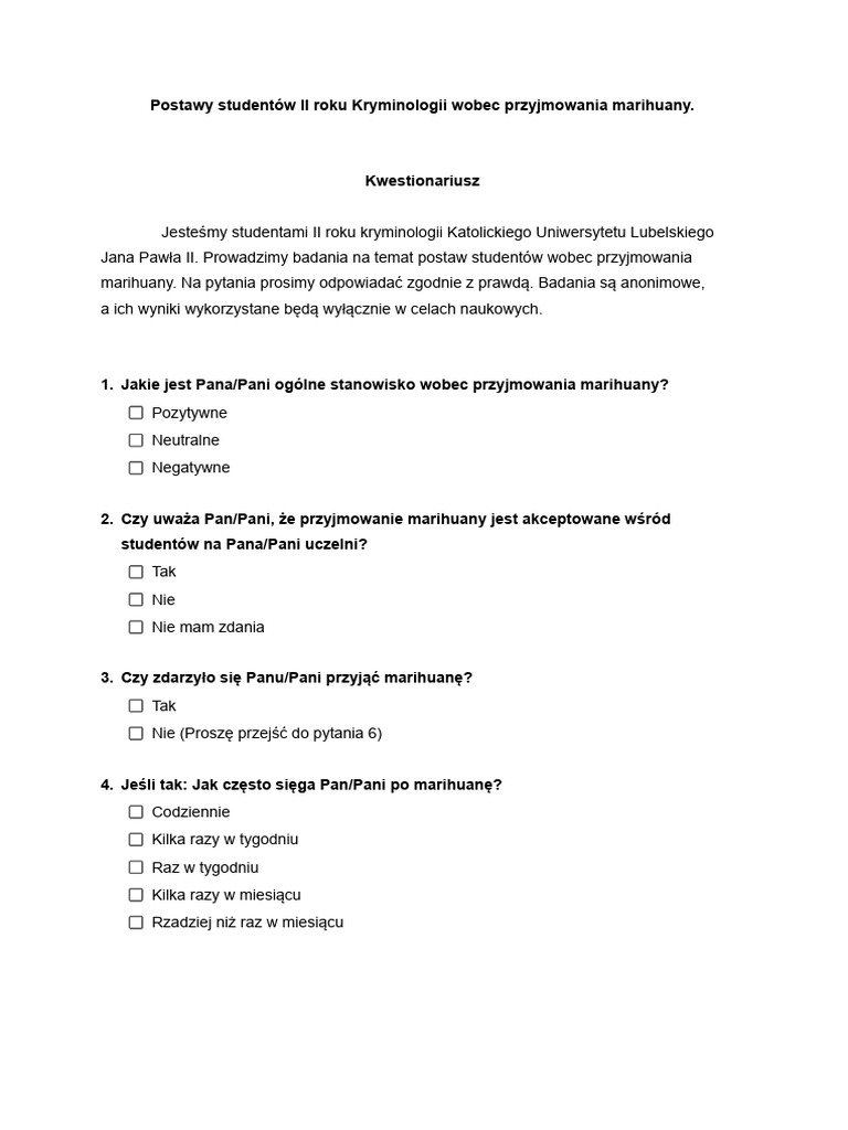 kwestionariusz | PDF