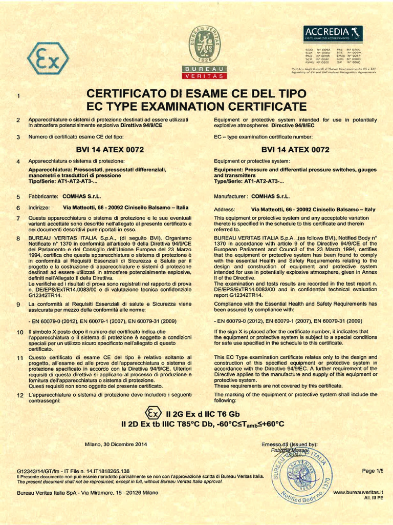 Bvi 14 Atex 0072 | PDF