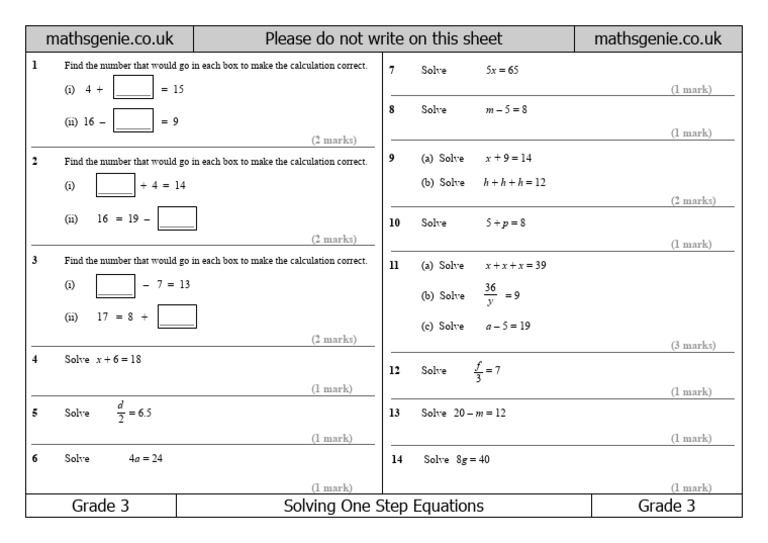Solving One Step Equations Guide | PDF | Equations | Applied Mathematics