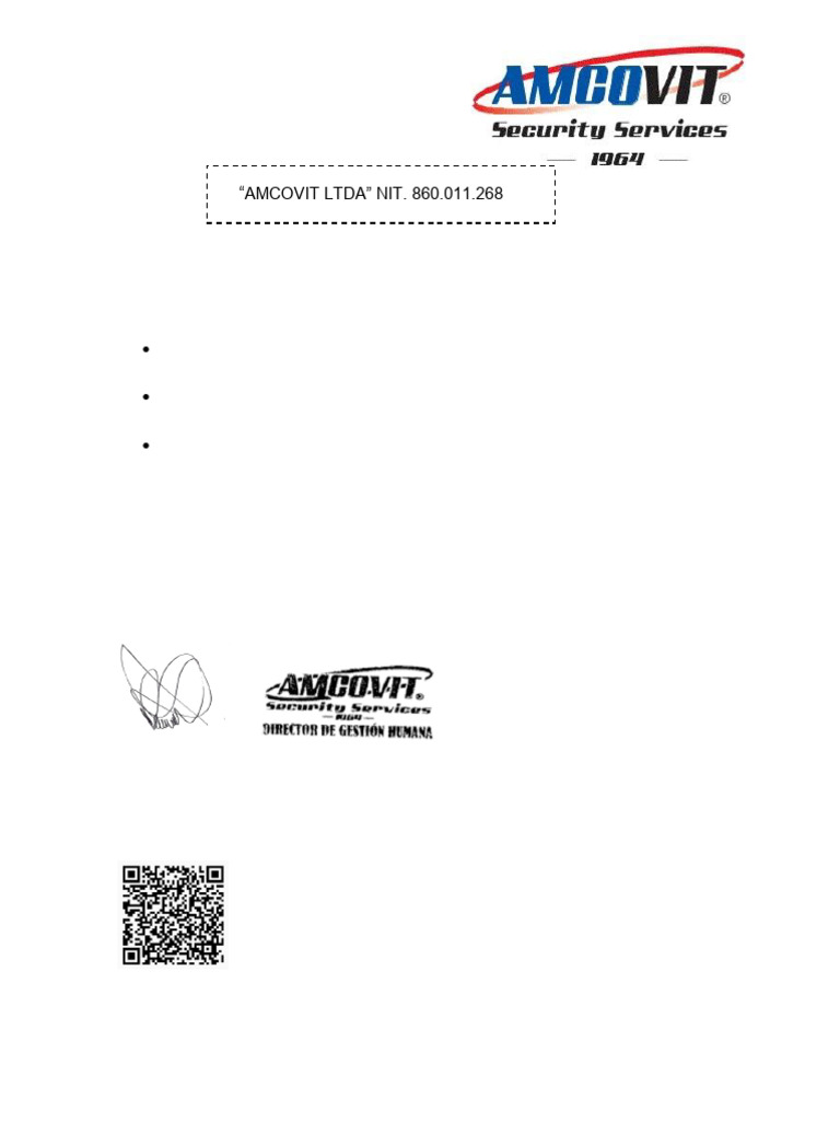 Certificación Laboral Amcovit Ltda. | PDF