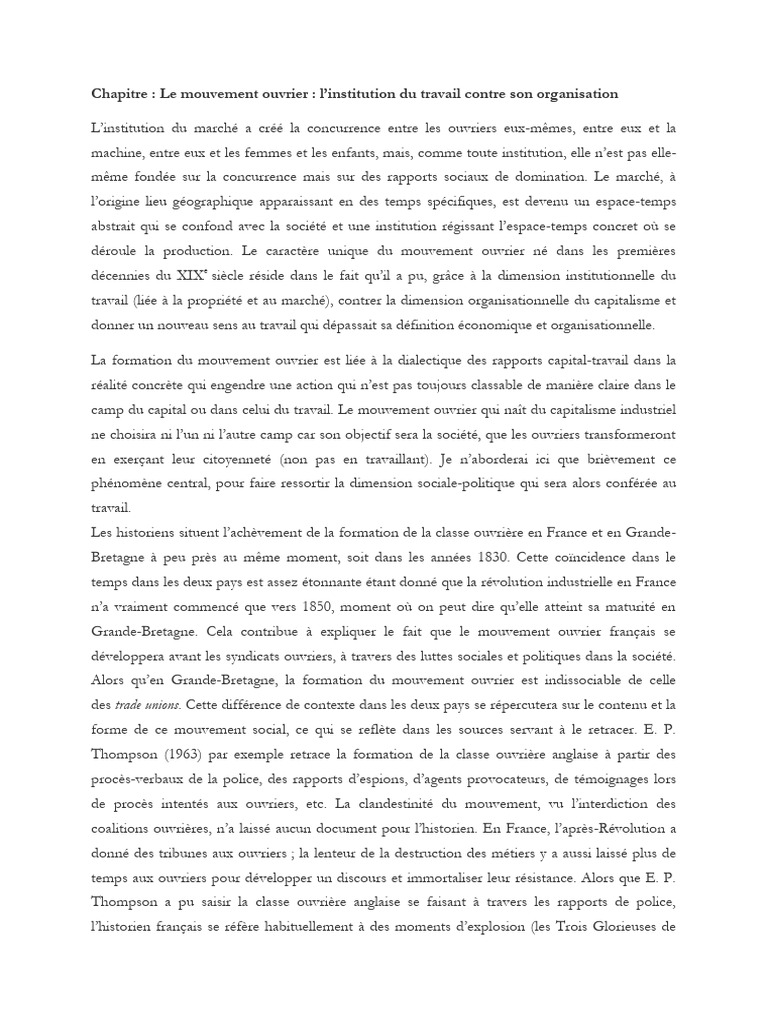 Mouvement ouvrier : luttes et institutions | PDF | Karl Marx | Capitalisme