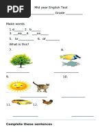 Grade 1 English and Assessment Tests | PDF