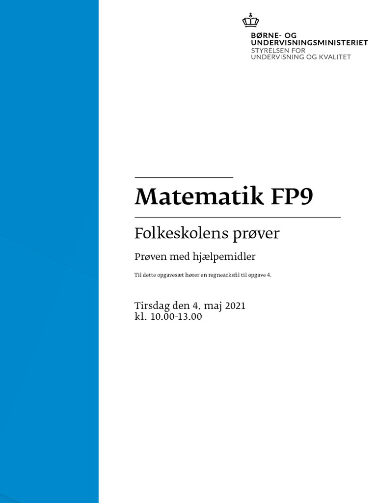 FP9 Matematik Med Hjælpemidler Maj 2021 | PDF