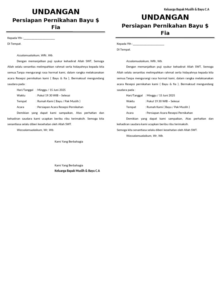 Undangan Glidig Bayu | PDF