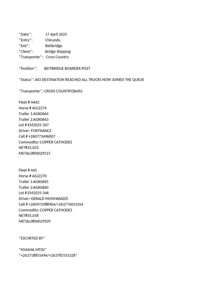 Copper Cathodes Shipment Update | PDF