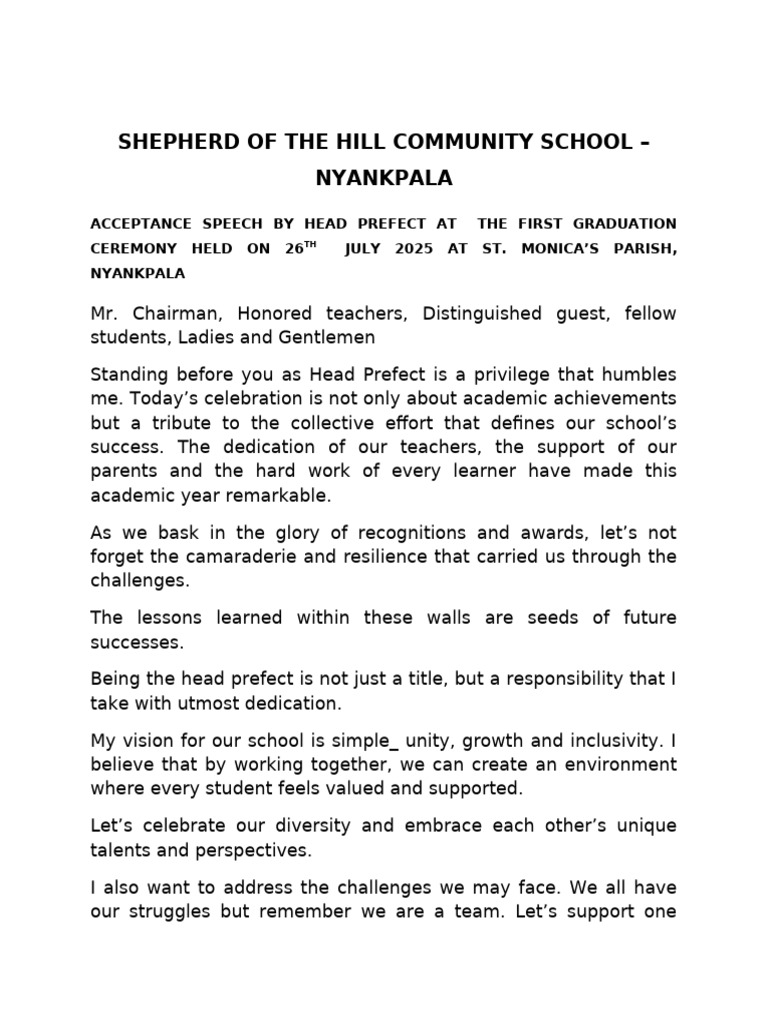 Being The Head Prefect Is Not Just A Title | PDF