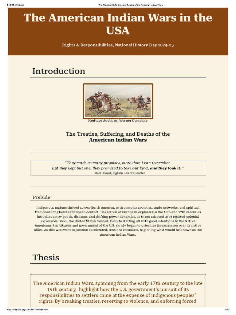 The Treaties, Suffering, and Deaths of The American Indian Wars | PDF ...