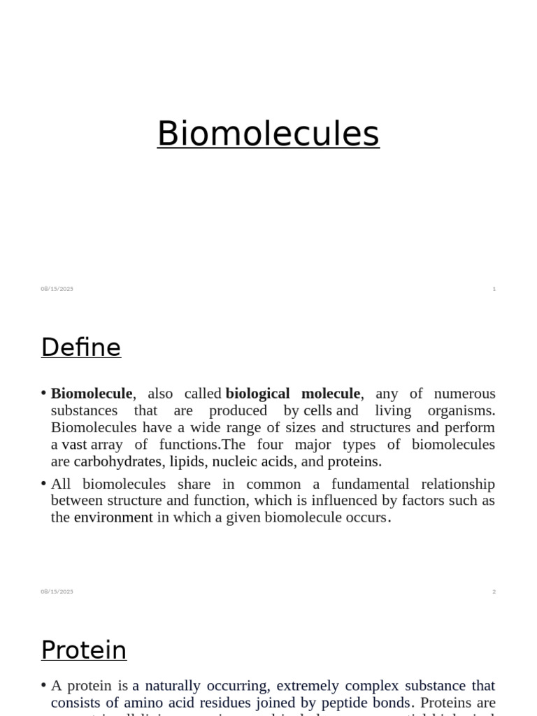 Understanding Biomolecules and Proteins | PDF | Amino Acid | Proteins