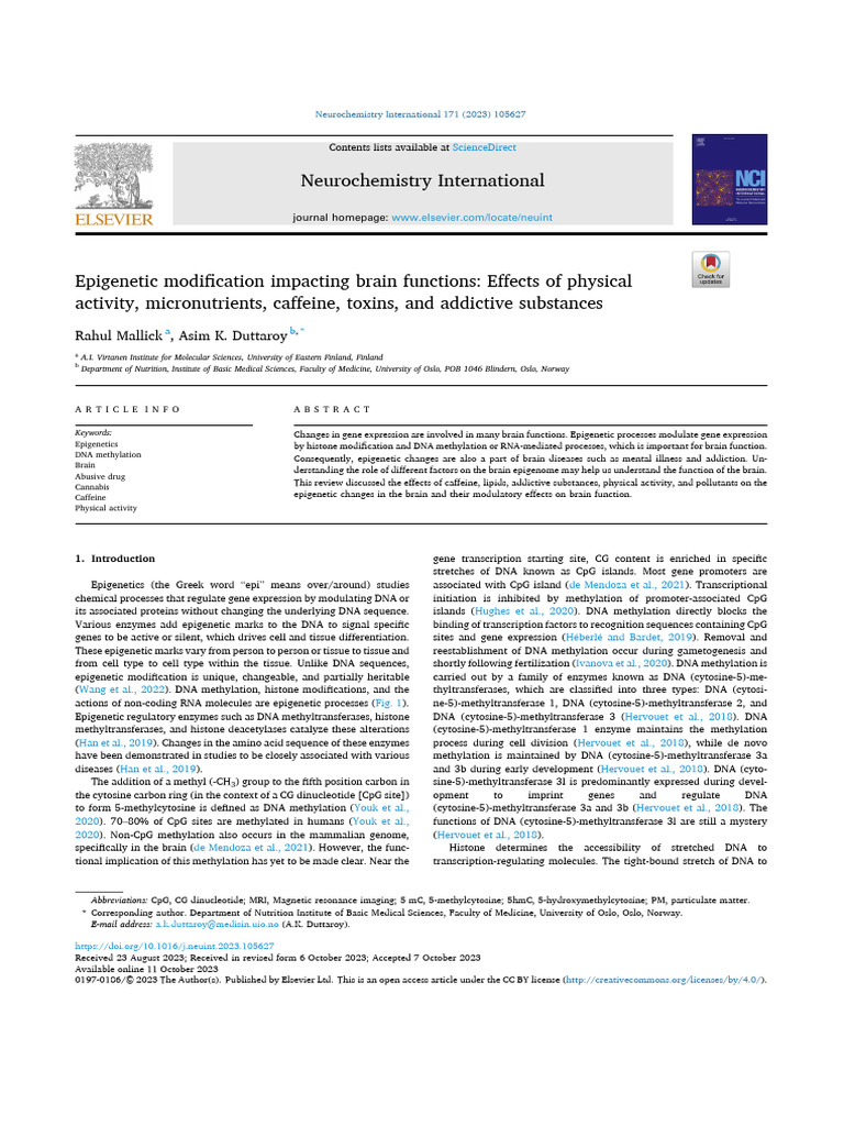 Epigenetic Modification Impacting Brain Functions | PDF