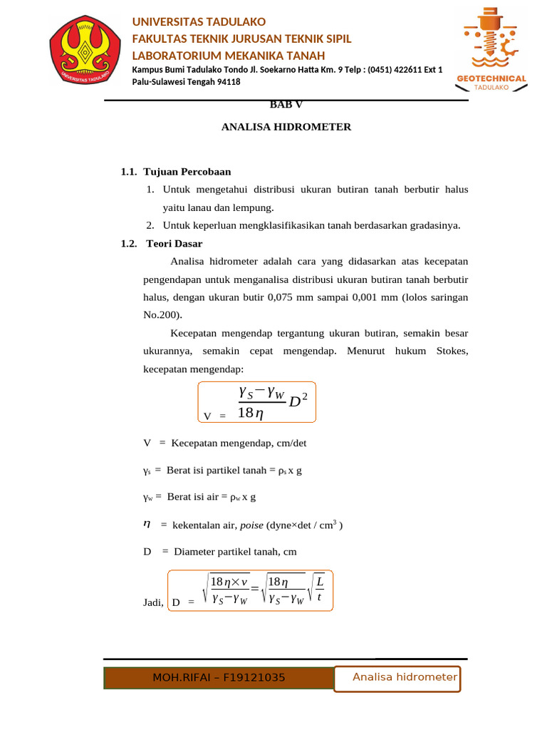 TEORI Analisa Hidrometer Bab 5 Fix | PDF