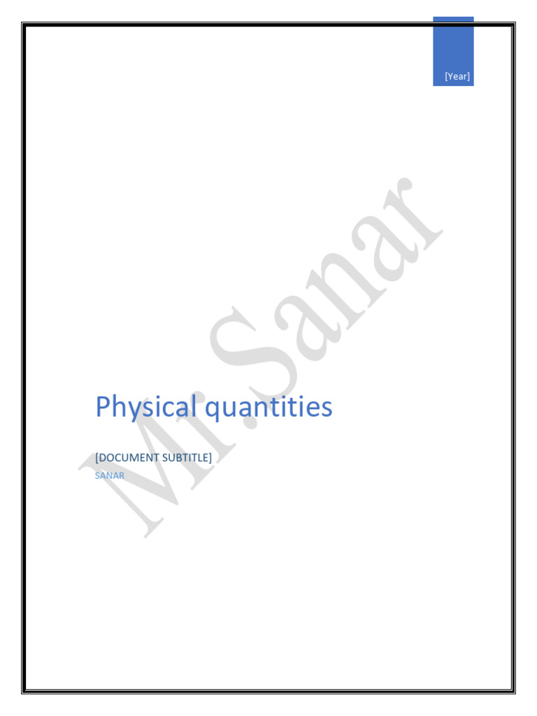 Unit 1 Physical Quantities and Vectors | PDF | Observational Error | International System Of Units
