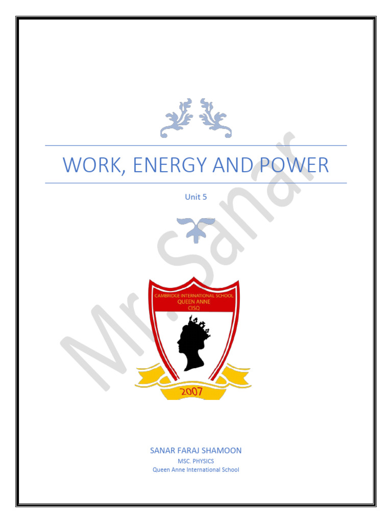 Unit 5 Work, Energy and Power | PDF | Force | Potential Energy