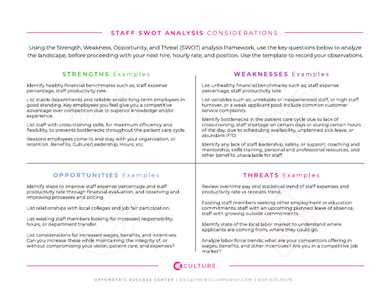 SWOT Analysis Considerations | PDF