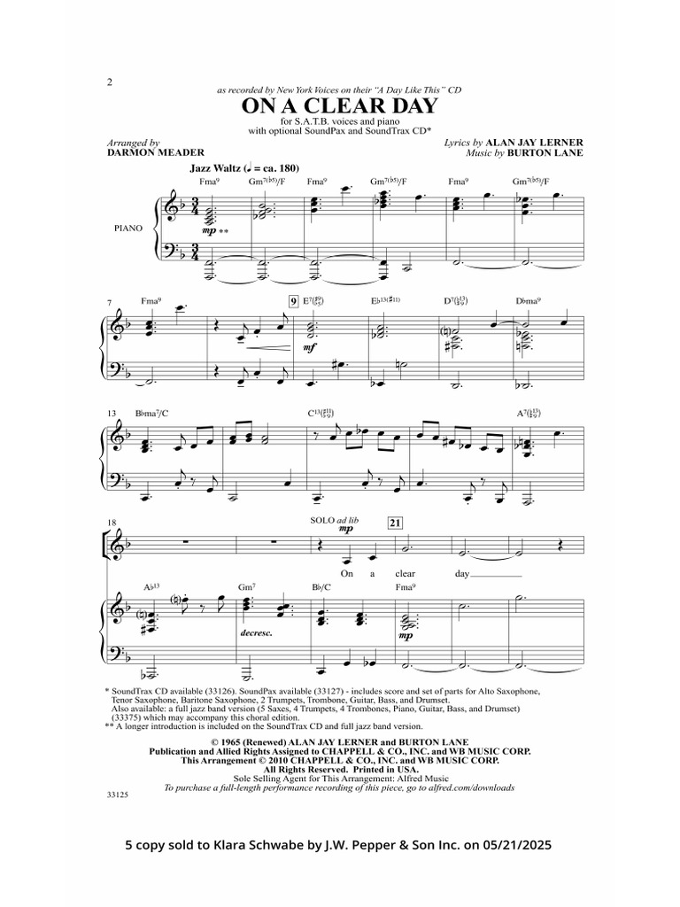 On A Clear Day | PDF