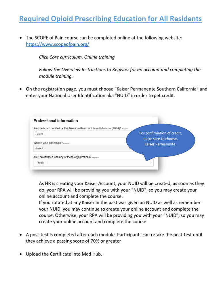 Instructions - Scope of Pain Online | PDF