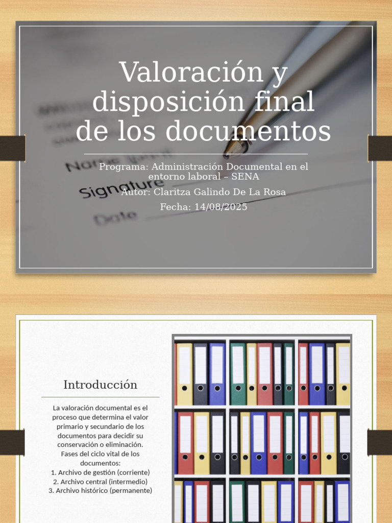 Valoracion_Disposicion_Final_Documentos_SENA | PDF | Documento | Business