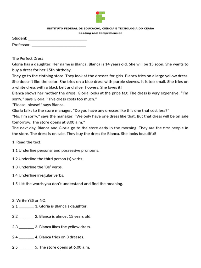 Exerc Simple Present Text 2024 | PDF | Dress | Linguistic Morphology