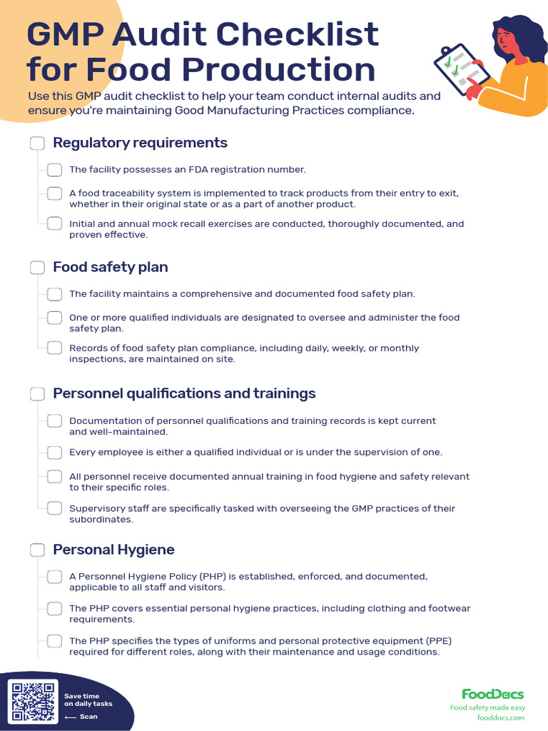 FoodDocs - GMP Audit Checklist For Food Production | PDF | Food Safety