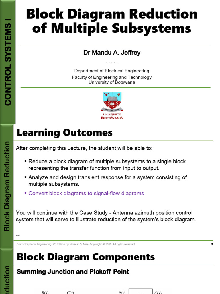 EEB431-418 LE05 Block Diagram Reduction | PDF | Telecommunications Engineering | Electrical ...