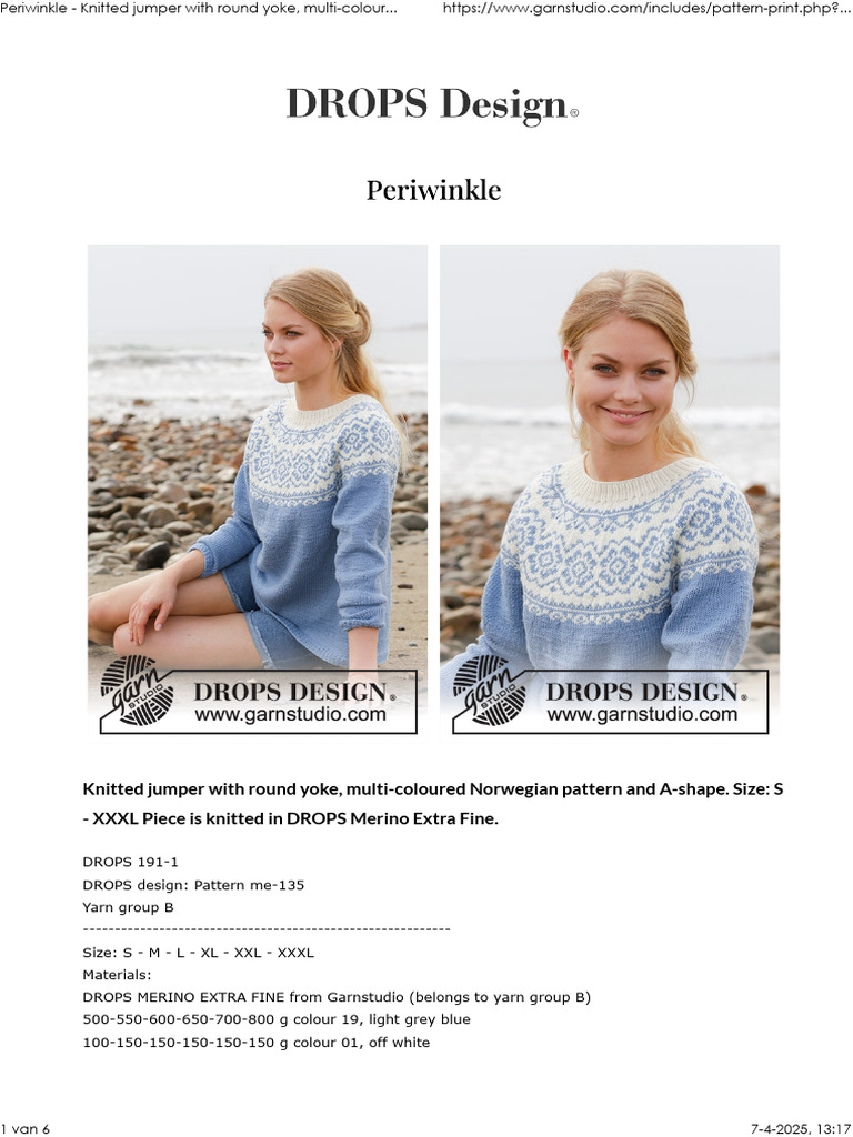 Periwinkle Knitted Jumper Pattern | PDF | Knitting | Knitting Needle