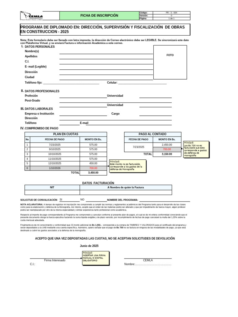 Ficha de Inscripción DISUF 2V - 2025 | PDF