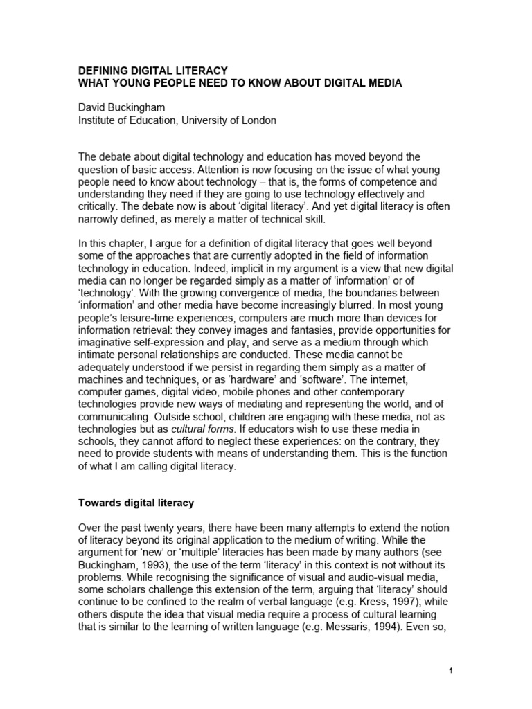 Defining Digital Literacy | PDF | Literacy | Information