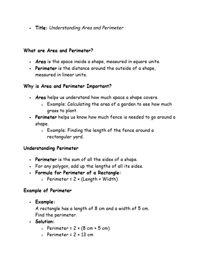 Area and Perimeter Presentation | PDF | Area | Length