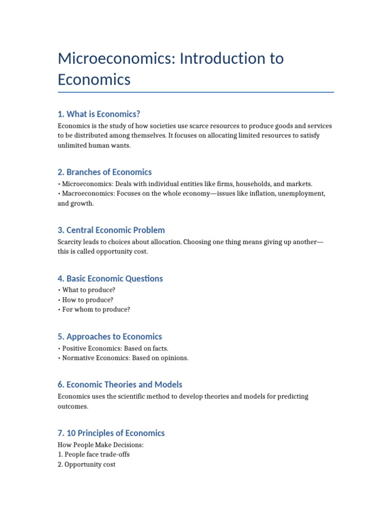 Microeconomics Intro Topic1 | PDF