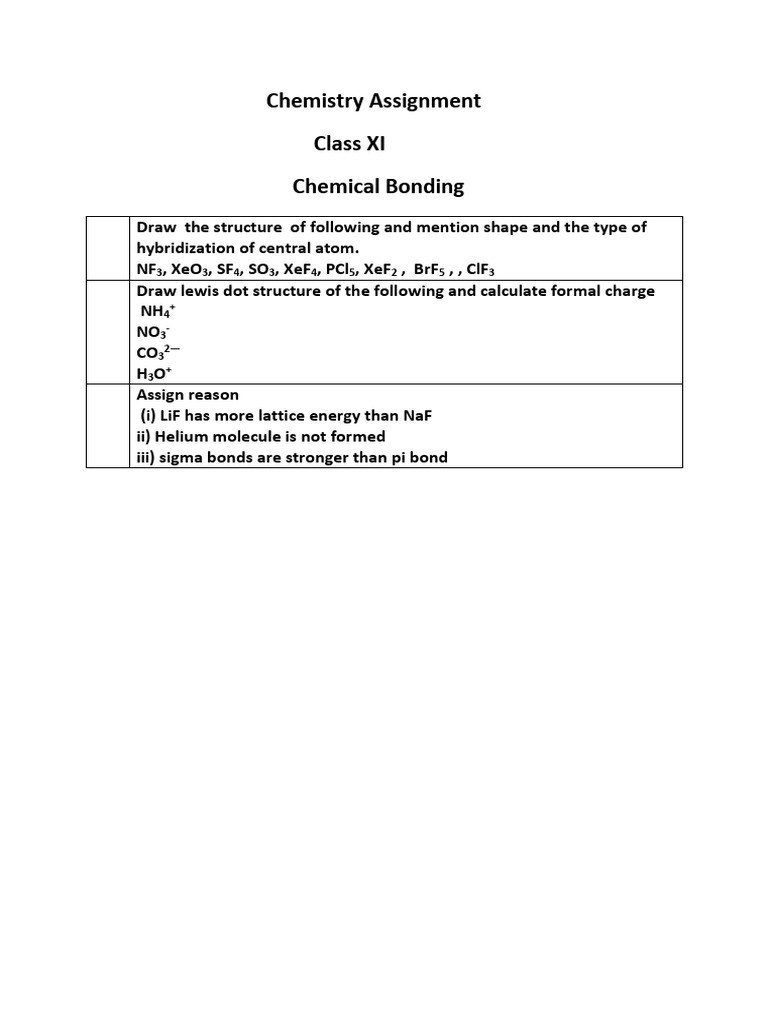 Assignment Chemistry XI | PDF