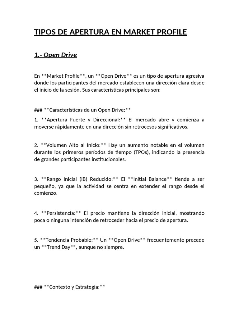 Tipos de Apertura en Market Profile | PDF | Volatilidad (Finanzas)