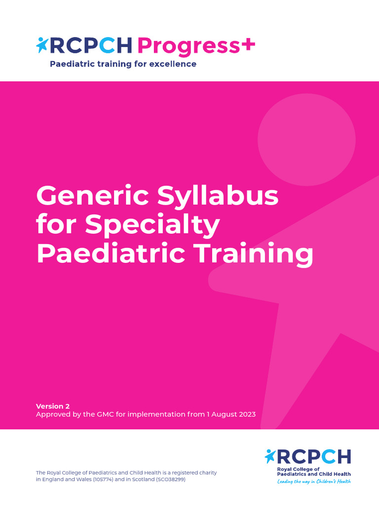 RCPCH Specialty Training Syllabus 2023 | PDF | Medical Prescription ...