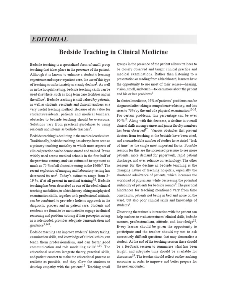 Bedside Teaching in Clinical Medicine | PDF | Medicine | Teachers