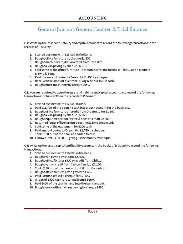 Accounting Transactions for Asset & Liability Records | PDF
