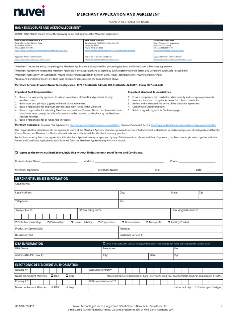 Nuvei Merchant App-US-MBA-2024S7 Pre-Fill | PDF | Credit Card | Visa Inc.